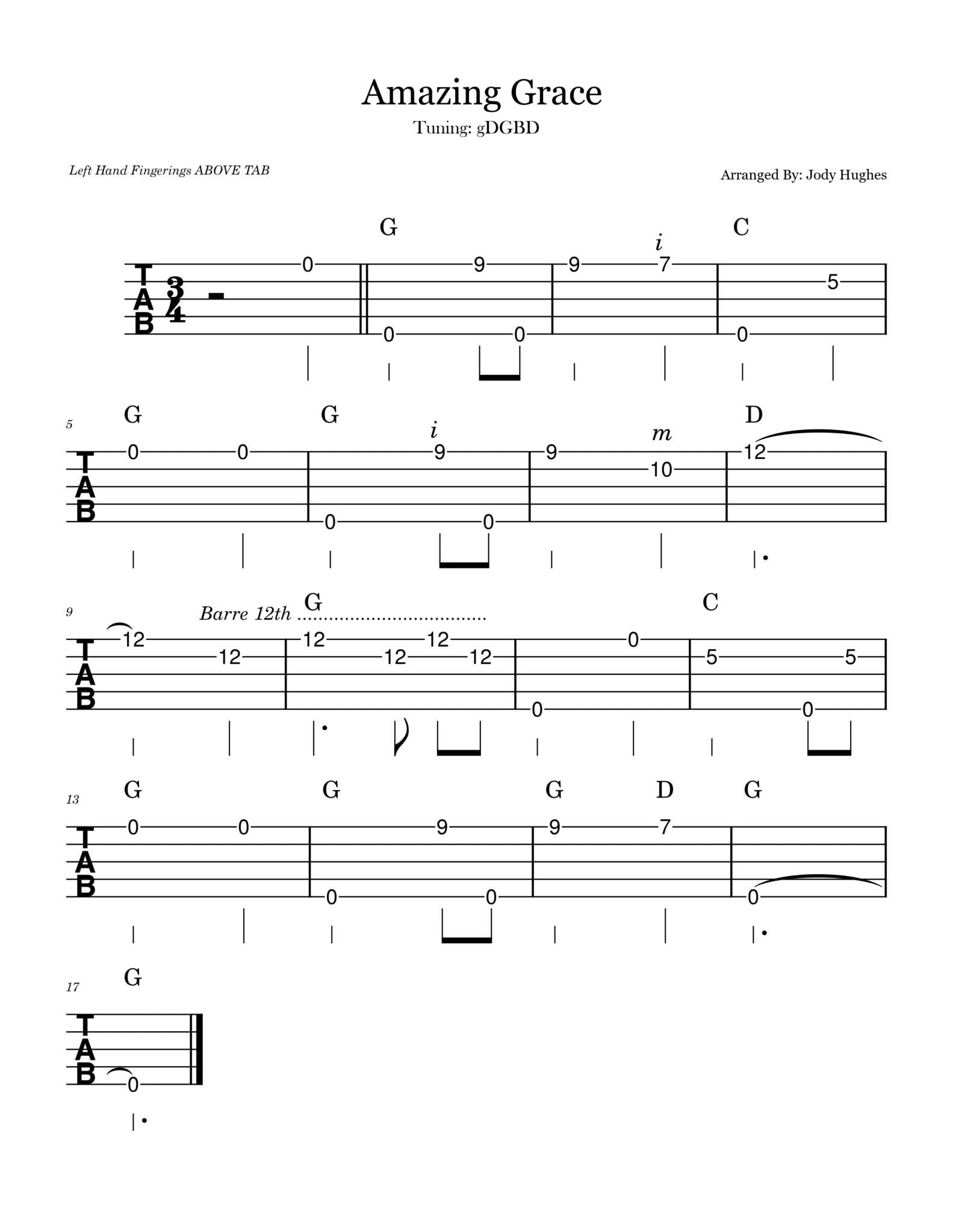 Easiest Amazing Grace Banjo TAB - Jody Hughes Music